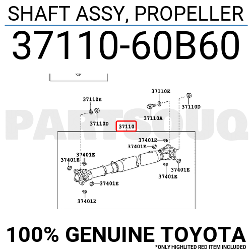 3711060B60 Genuine Toyota SHAFT ASSY, PROPELLER 37110-60B60 | eBay