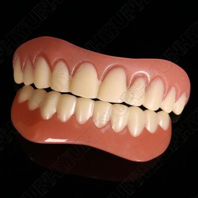 2PCS Silicone Top+Bottom Veneers False Teeth 70mm x 20mm Smile Cosmetic ...