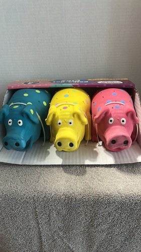 Multipet 3 Pack Polka Dot Pig Latex Dog Toys | eBay