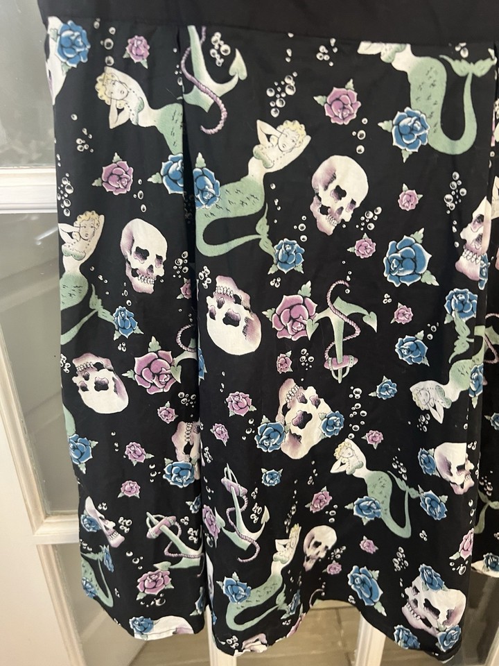 Hot Topic Dress Women's L Large Black Mermaid Skull Rose Pinup ...