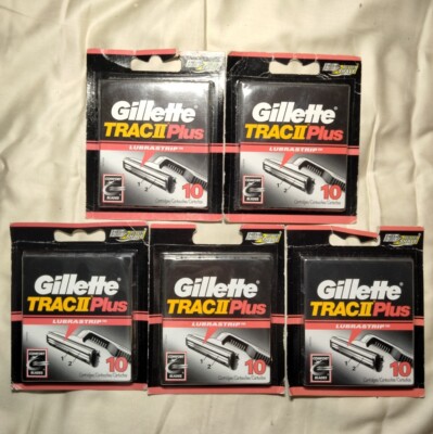 Lot 5 Gillette TRAC II Plus Lubrastrip Razor Blade Refill Cartridges ...