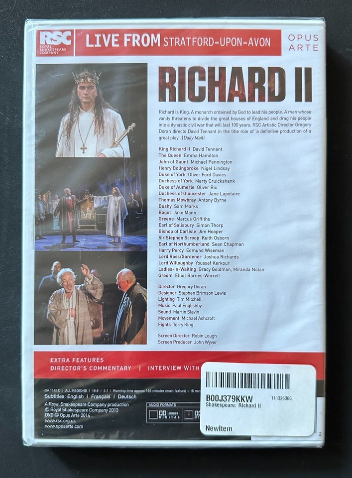 RICHARD II : The Royal Shakespeare Company David Tennant/Gregory Doran ...