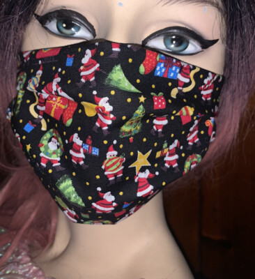 Christmas Facemask Santa Claus Holiday Facemask Candy Cane Santa Sleigh ...