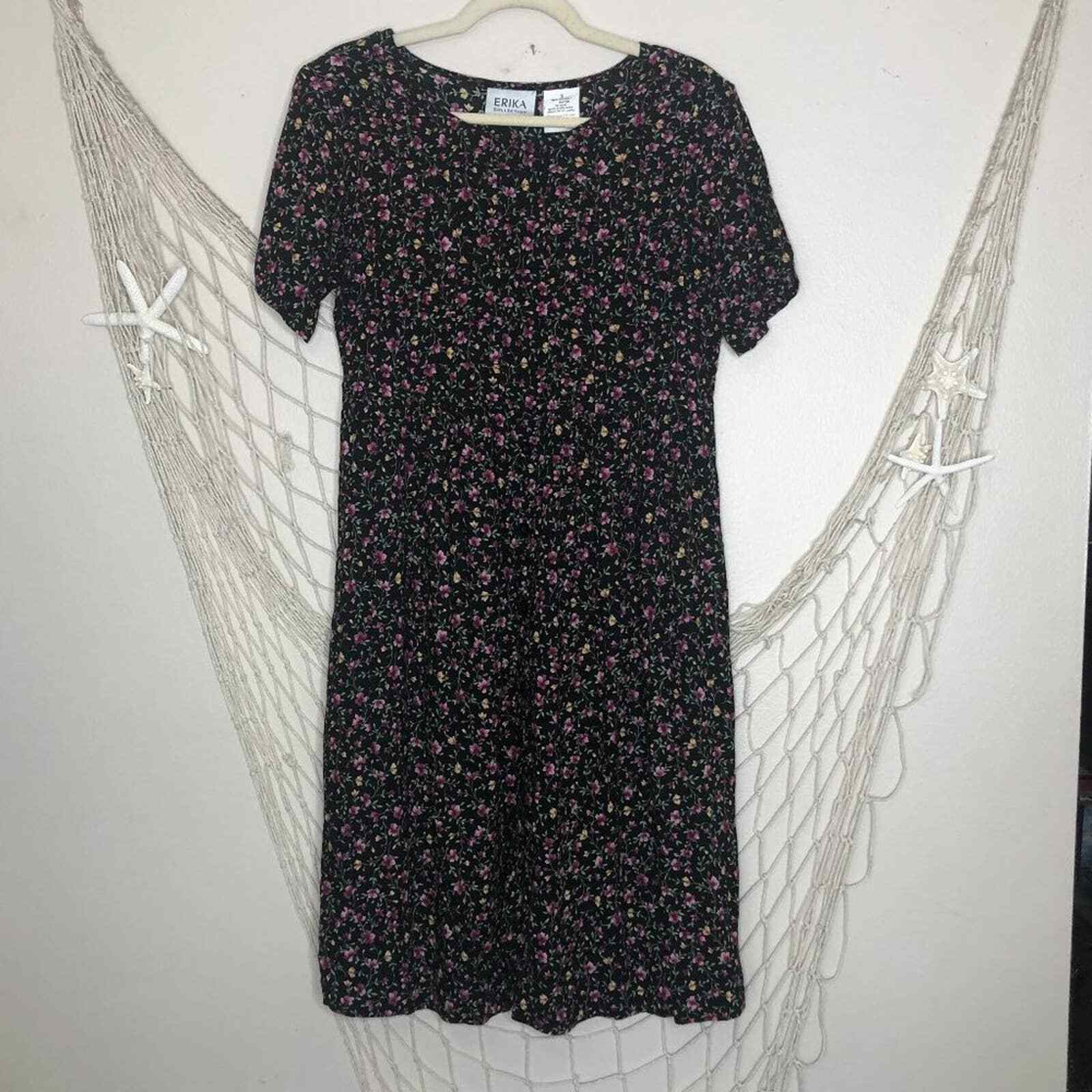 Vintage 1980s ERIKA COLLECTION Cottage Core Black Dit… - Gem