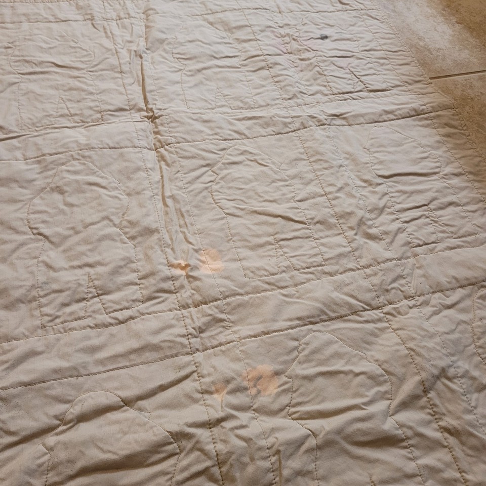 Vintage Tattered Farmer Overall Sam Quilt 50" x 40" Homemade Handmade ...