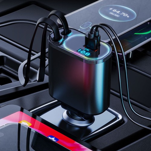 4 in 1 Compact Car Charger with Over Charge and Temperature Protection ...