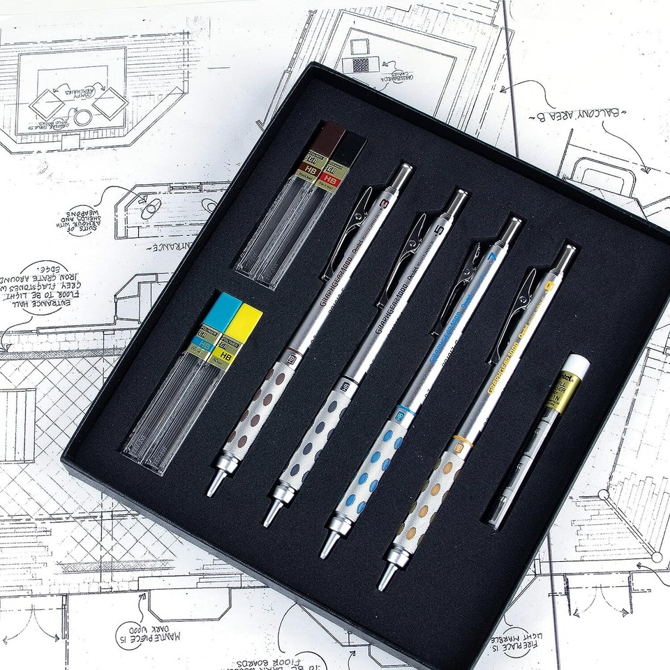 Pentel GRAPHGEAR 1000 Premium Pencils Gift Set With Refill Leads pentel-graphgear-1000-premium-pencils-gift-set-with-refill-leads