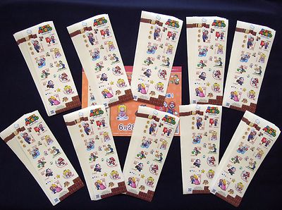SUPER MARIO Greeting Stamp Sheet x 100 Set Nintendo Limited Edit. Sale ...