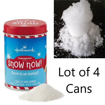 Hallmark (4) Instant FAKE SNOW Powder Just Add Water! Realistic Decor ...