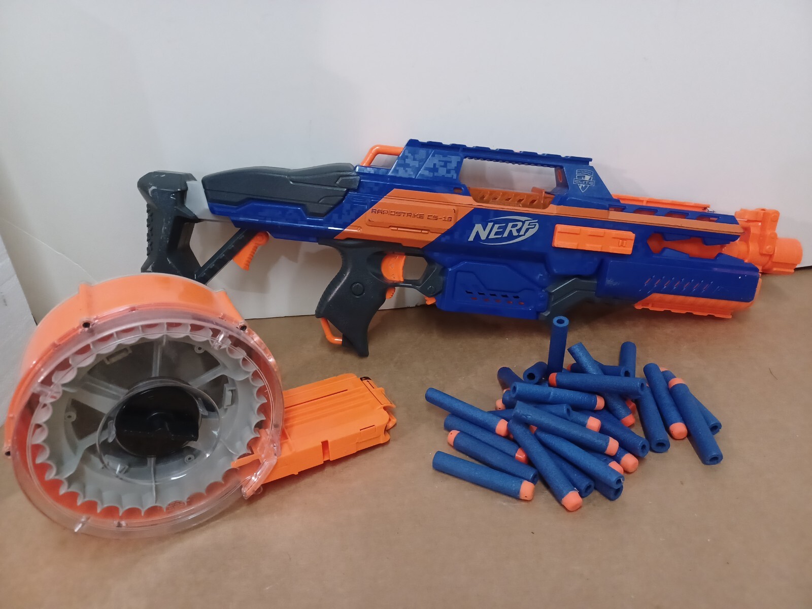 Nerf CS-18 N-Strike Elite Rapidstrike w 35 round drum & darts Clip ...