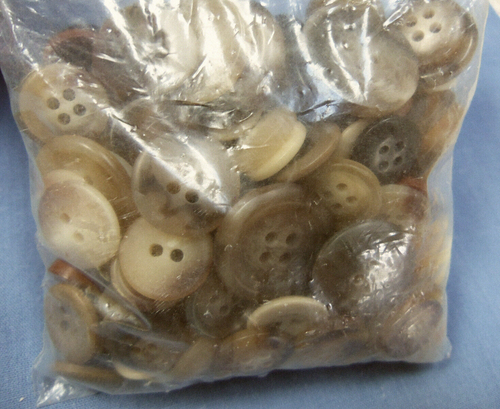 Bag of buttons, new in factory sealed package, 2-hole and 4-hole brown ...