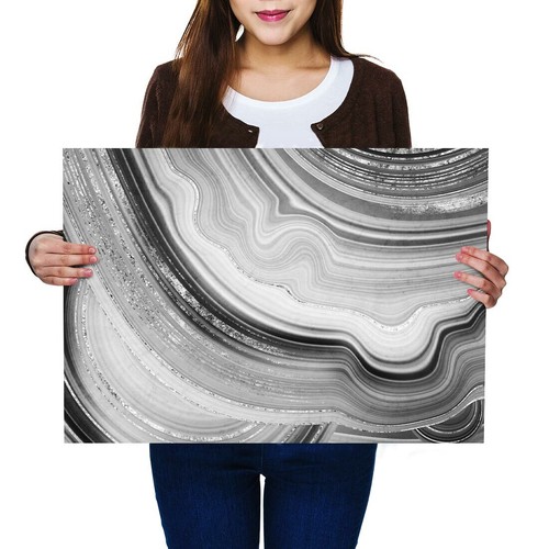 A2 - Blue Gold Agate Effect Art Marble Poster 59.4X42cm280gsm(bw ...