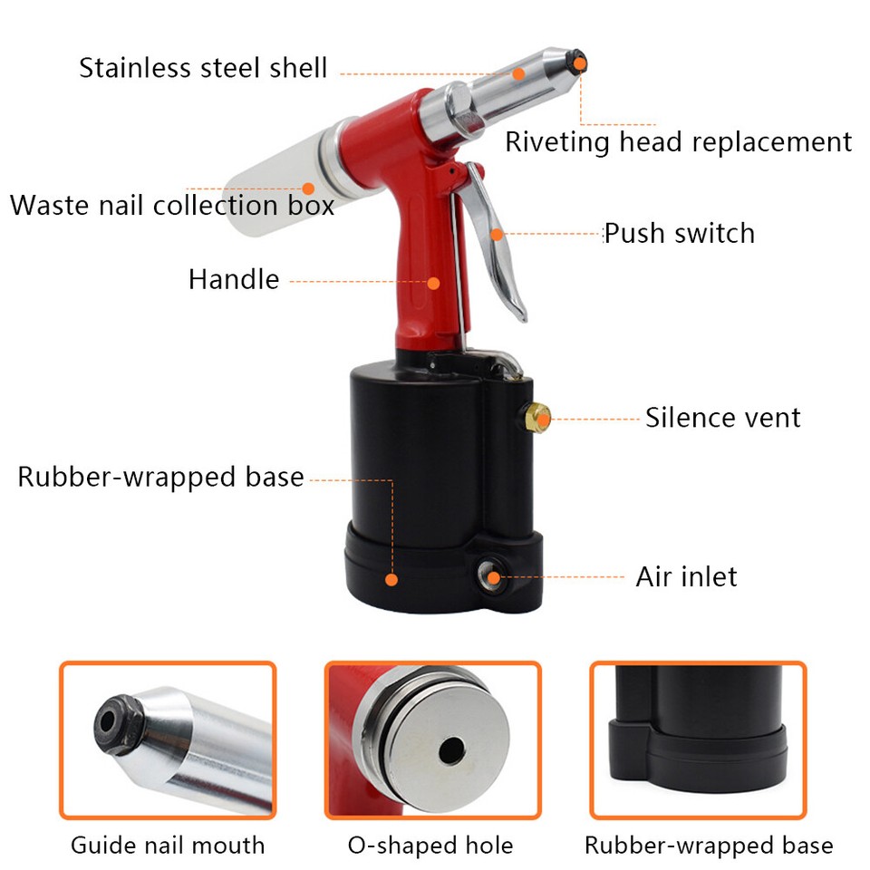 Heavy Duty 1/4" Air Hydraulic Riveter-Professional Pop Pneumatic ...
