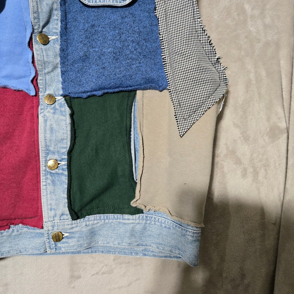 Vintage Style Handmade Patchwork Denim Vest OFAK M Colorful Boho ...