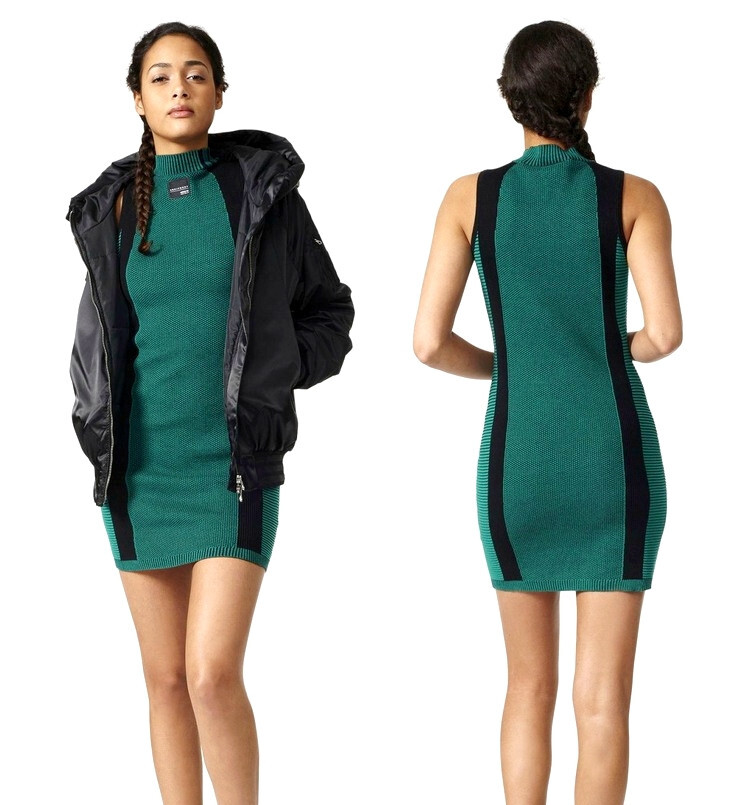 Adidas EQT ADV Dress Damen Strick Kleid Minikleid Long Pullover grün ...