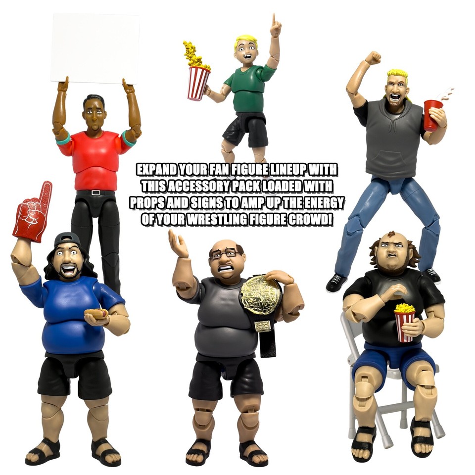 Ultimate Wrestling Crowd Fan Figures Accessory Pack for WWE & AEW ...