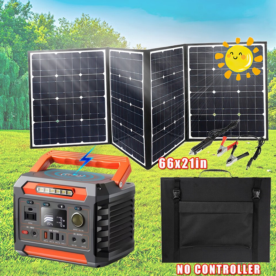 300W Power Station Portable Solar Generator Backup Battery Foldable ...