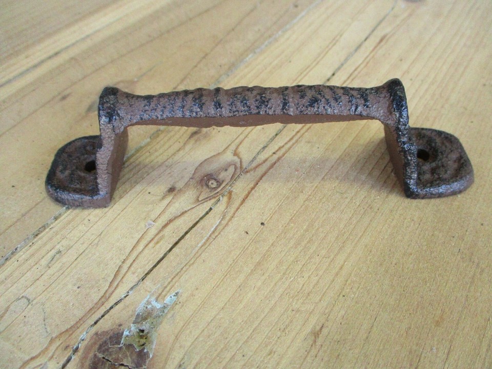 2 Cast Iron RUSTIC Barn Handle Gate Pull Shed Door Handles Fancy Drawer ...