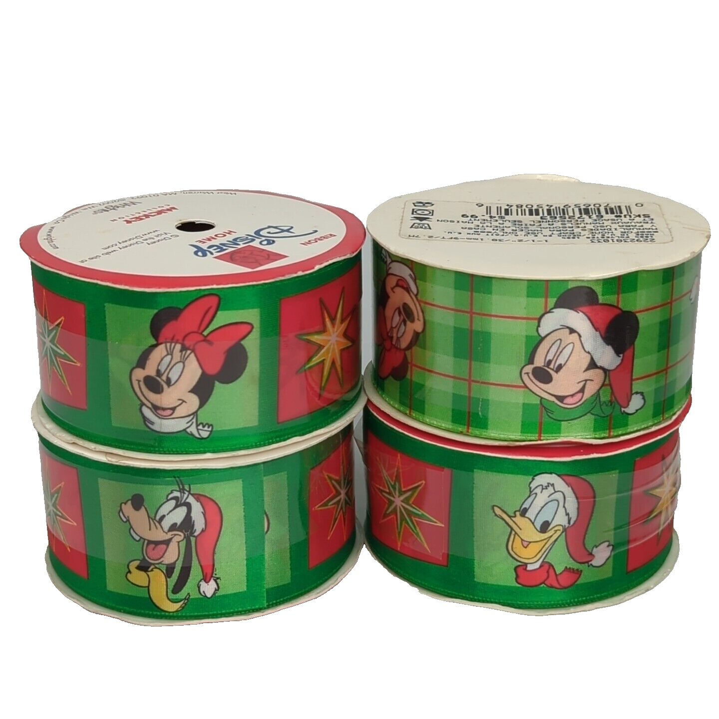 Disney Christmas Ribbon Minnie Mickey Mouse Donald Duck Goofy Vintage 4 ...