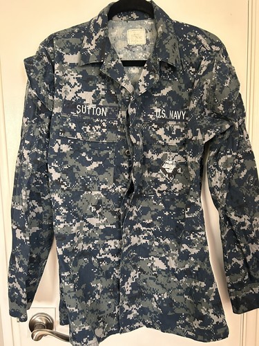 US Navy Blue Digital ACU Camo Jacket Working Blouse Small Long USN ...
