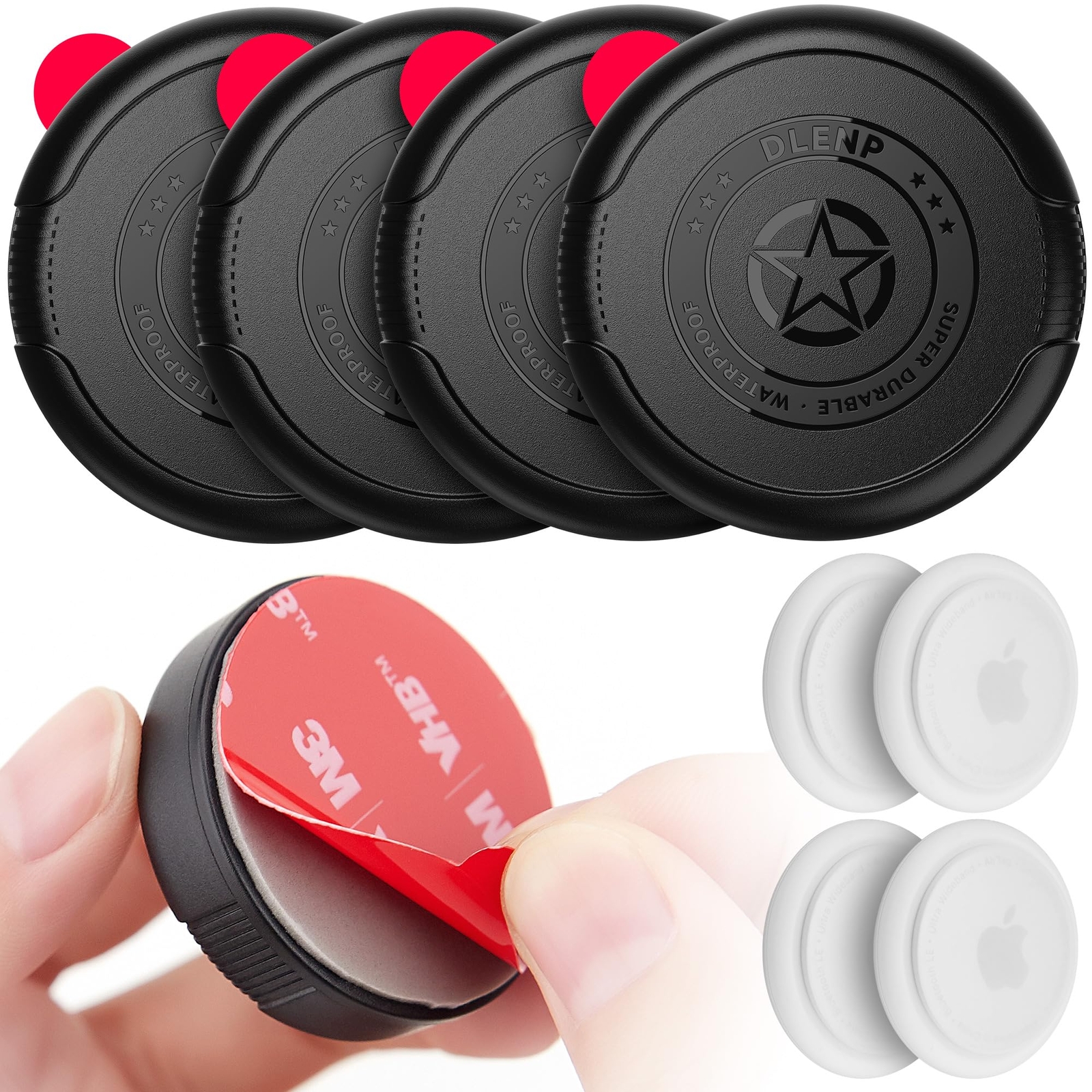 4 Pack Airtag Holder Case with Adhesive Sticker, IPX8 Waterproof Stick ...