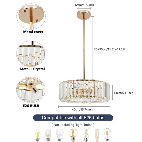 Modern Crystal Chandelier Ceiling Light Fixtures Pendant Lighting ...