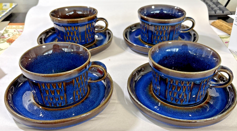 4 Soholm Pottery Denmark stentoj MARIA PHILIPPI Cups And Saucers Rare ...