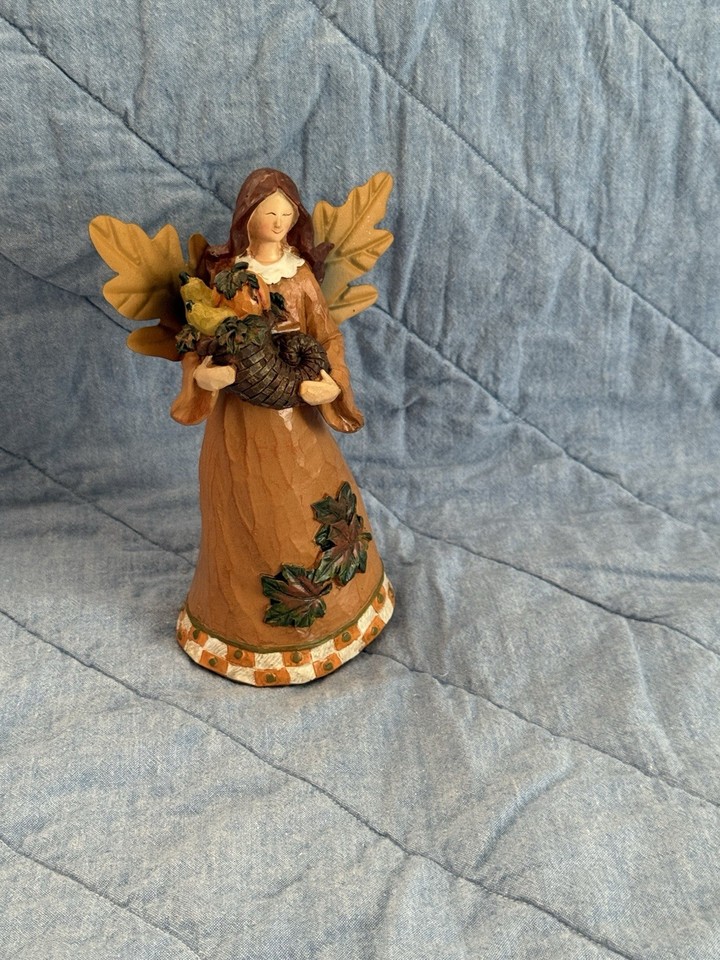 🎅🏻 Resin Harvest Angel Figurine Holding Cornucopia Overflowing With ...