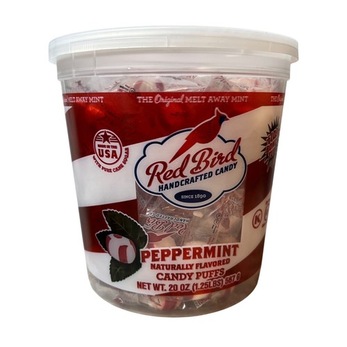 Red Bird Handcrafted Peppermint Candy Puffs 20 Oz Tub - Allergen-Free ...