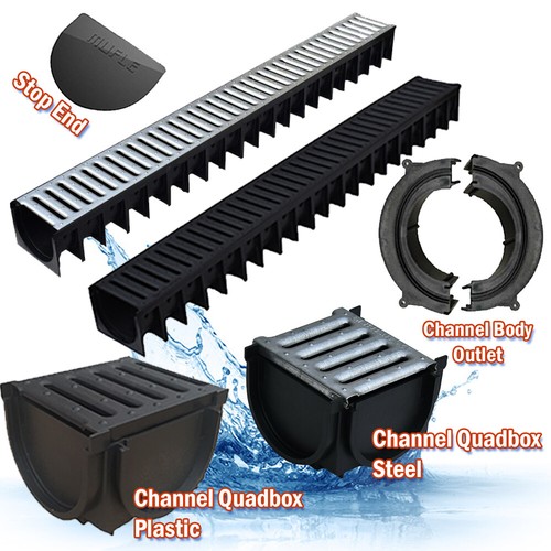 Drainage Channel 1m Steel & Plastic, Corners, Outlet Channel Quadbox ...
