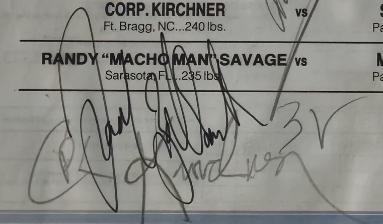 WWF Autographed Program Insert Card: 9/85, Iron Sheik, Dynamite Kid ...