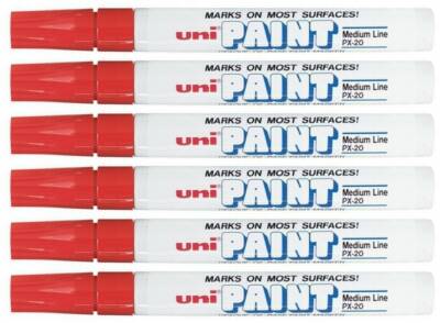 Uni-Paint 63602 PX-20 Oil-Based Permanent Marker, Medium Line, Red, 6 ...