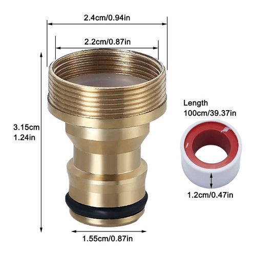 2pcs Watering Faucet Connector Washing Machine With PTFE Tape Kitchen ...