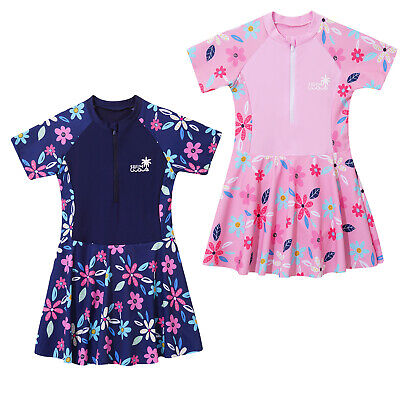 Girls Swim Dress Kids Zipper Swimwear Swimsuit One-Piece Bathing Suit ...