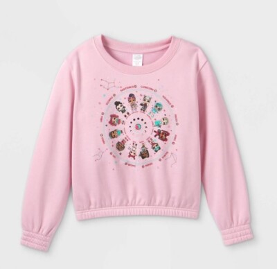 LOL NEW♈Girl's Printed Constellations Sweat Top size XL(14-16)~Pink ...