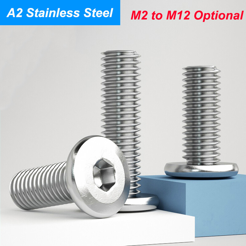 M2 - M12 Flat Pan Head Screws A2 Stainless Steel Hex Allen Socket Bolt ...