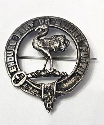 ANTIQUE STERLING SILVER SCOTTISH REGIMENT PIN ENDURE FORT OR ENDURE ...