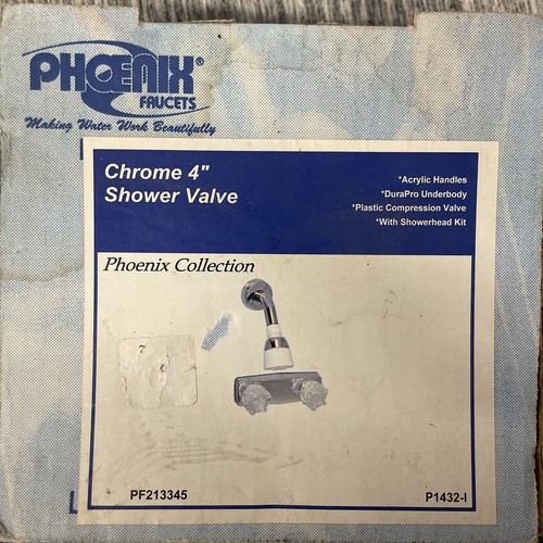 Phoenix 4" Chrome Two Handle Shower Valve with Shower Head Kit, RV ...