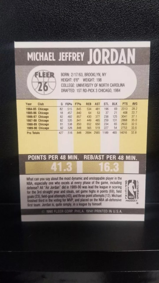 1990 Fleer Michael Jordan #26 Yellow Dot Error | eBay