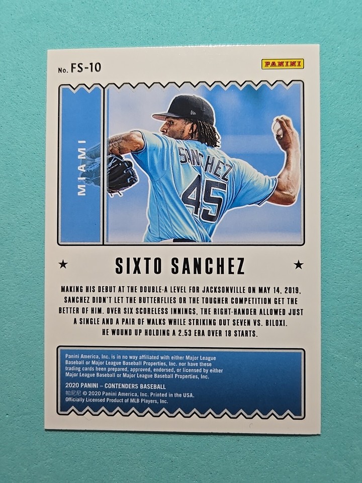 2020 Sixto Sanchez ROOKIE RC Panini Contenders #FS-10 Future Stars ...