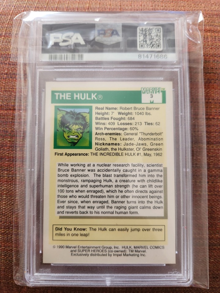 The Hulk #3 NM-MT PSA 7 1990 Marvel Universe Vintage | eBay