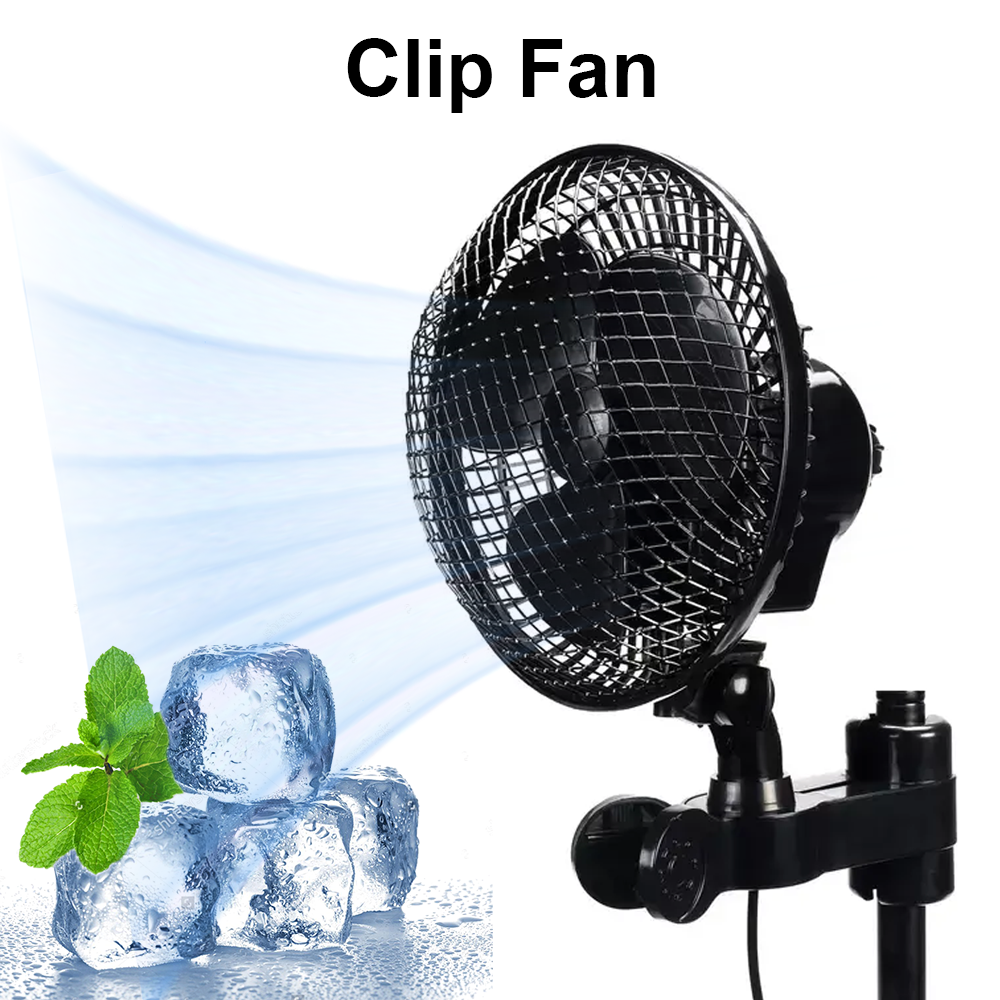 180mm 90° Hydroponics Oscillating Clamp Clip Fan 2 Speed Fan Grow Tent ...