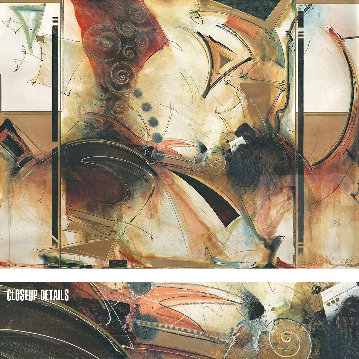 46W"x35H" COSMIC GREEN by DANIEL KIME - BURGUNDY MOTION SWIRLS CHOICES ...