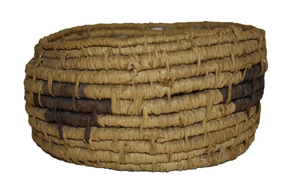 Native American Woven Straw Grass Basket 6" Diameter | eBay