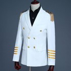 Men Peak Lapel Airline Pilot Captain Suit Aviator Costume Uniform ...