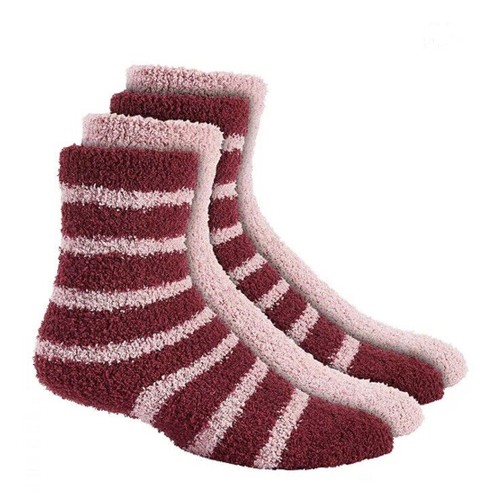 Womens Fuzzy Butter Socks 2 Pair Red Stripe Pink Solid CHARTER CLUB $20 ...