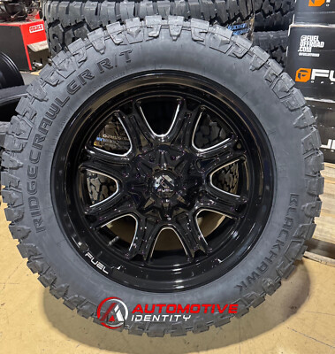 20x9 Fuel FC853 Darkstar Black Wheels 33" RT Tires 8x6.5 GMC Sierra ...