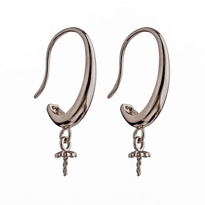 Ear Wires Earrings Pearl Settings with Round Cup and Peg Mounting in ...