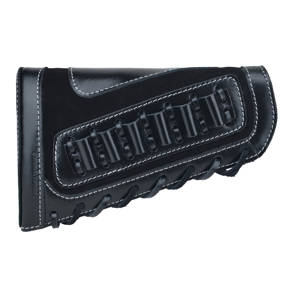 Leather Rifle Shotgun Ammo Shell Buttstock Holder For .22LR 12GA .308 ...