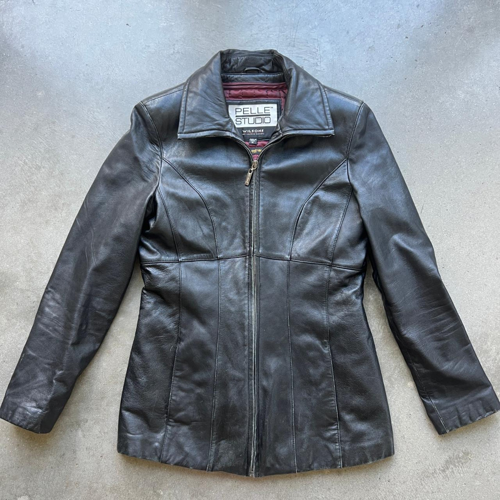 1990s Vintage Wilsons Leather Pelle Studio Black Zip … - Gem